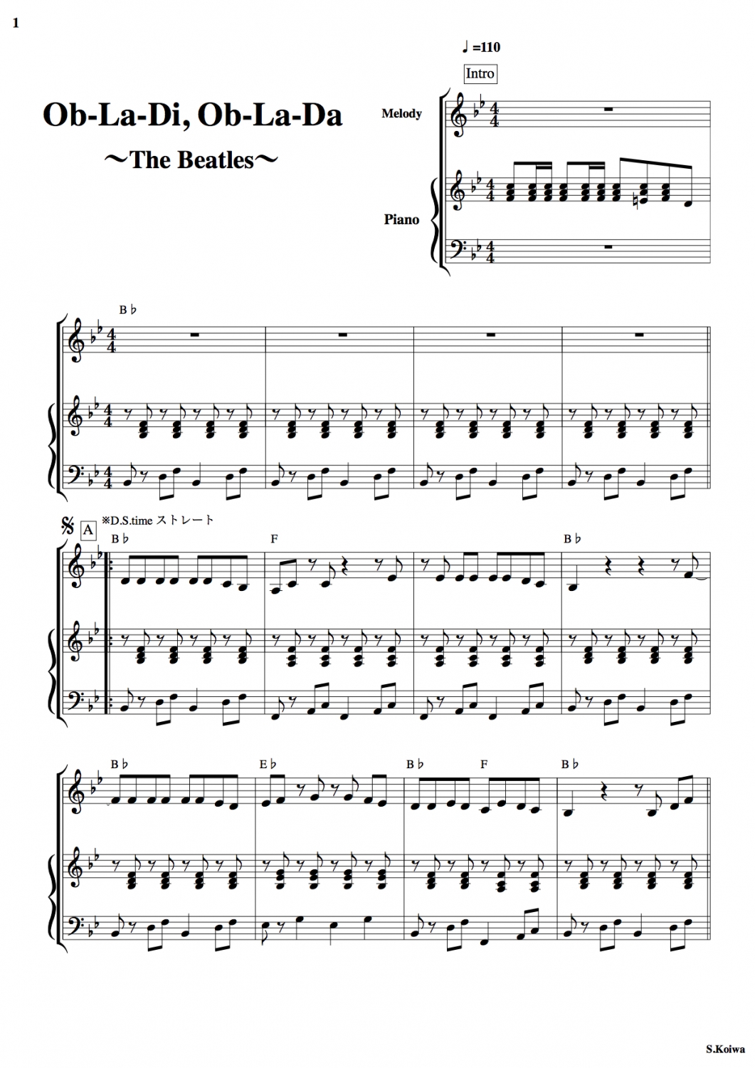 Ob-La-Di, Ob-La-Daのピアノ譜面アップします！ | LiveArt音楽教室
